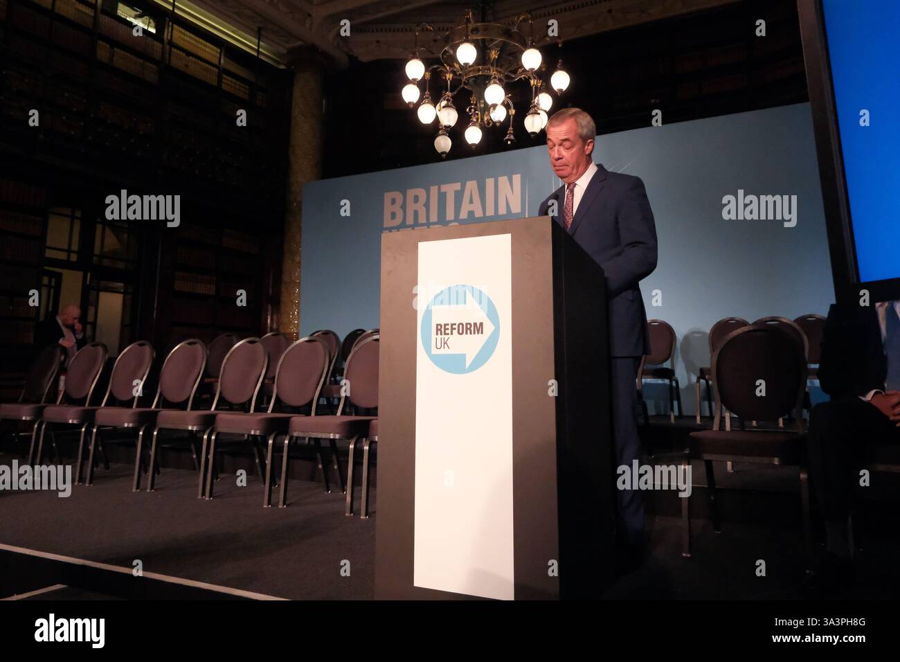 London, UK. 17th Mar 2025. Reform Party UK press conference. Nigel ...