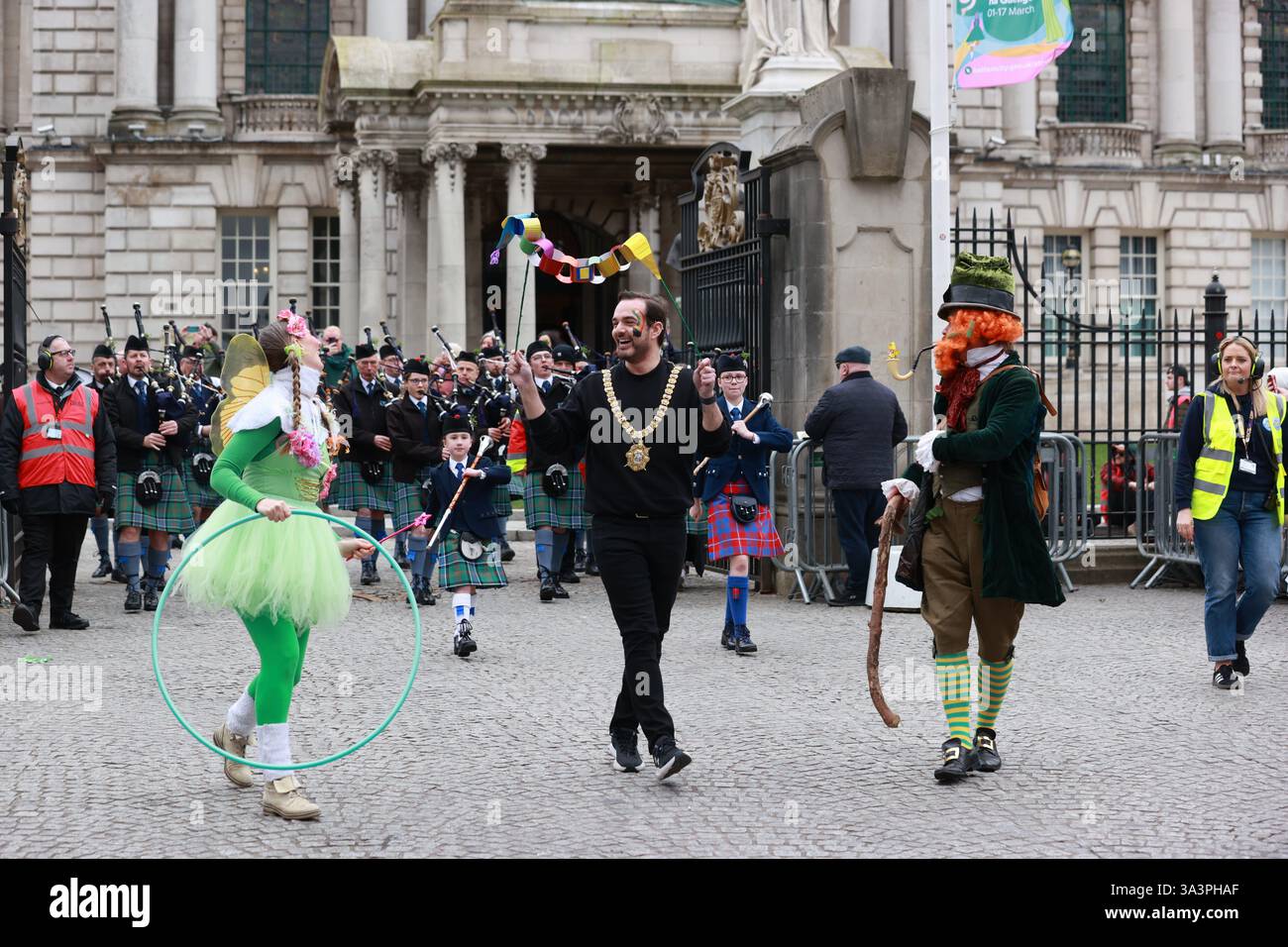 Lord Mayor of Belfast Micky Murray taking part in the St Patrick's Day ...