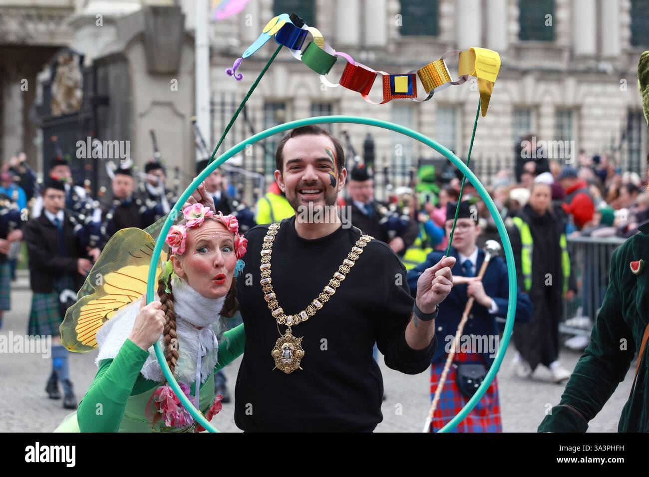 Lord Mayor of Belfast Micky Murray taking part in the St Patrick's Day ...
