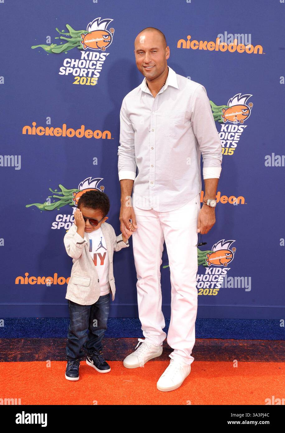 Derek Jeter and his son Jalen Jeter at the Nickelodeon Kids' Choice ...