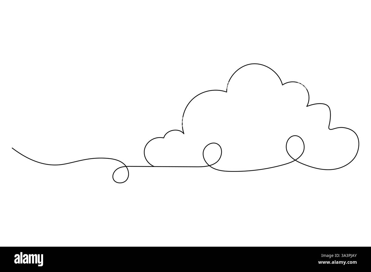 Cloud one line art of isolated outline vector drawing illustration ...