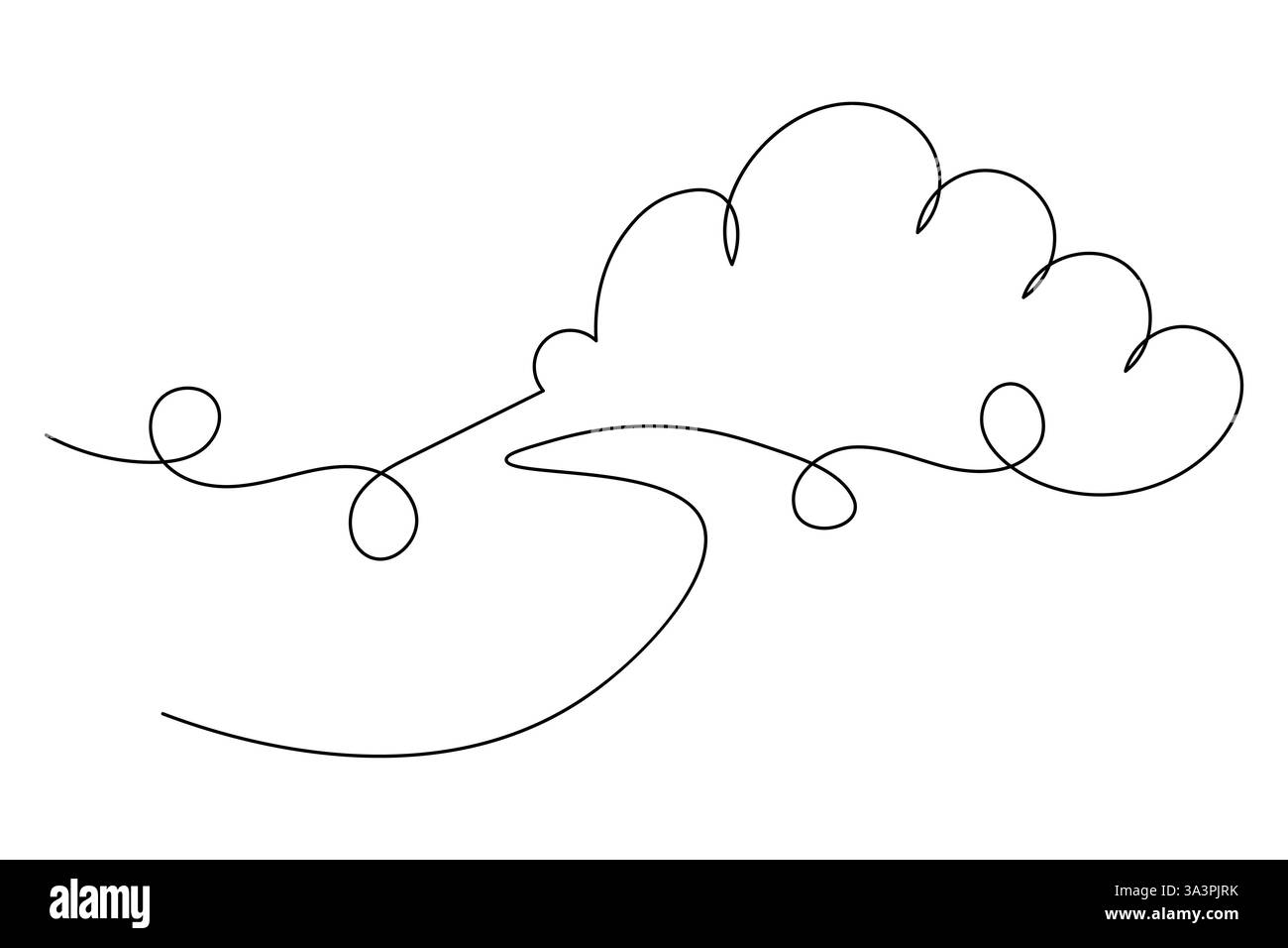 Cloud one line art of isolated outline vector drawing illustration ...