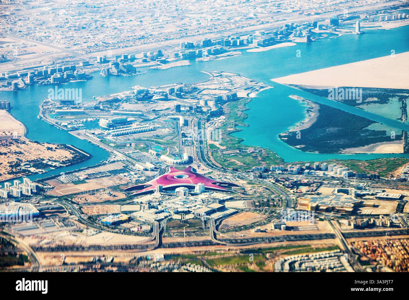 23 January 2025, Abu Dhabi, UAE: Stunning aerial view of Yas Island ...