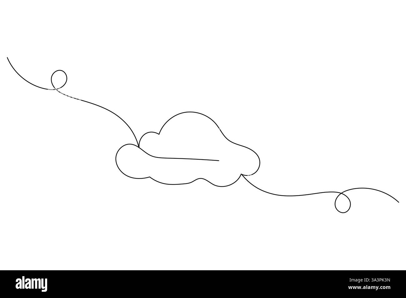 Cloud one line art of isolated outline vector drawing illustration ...