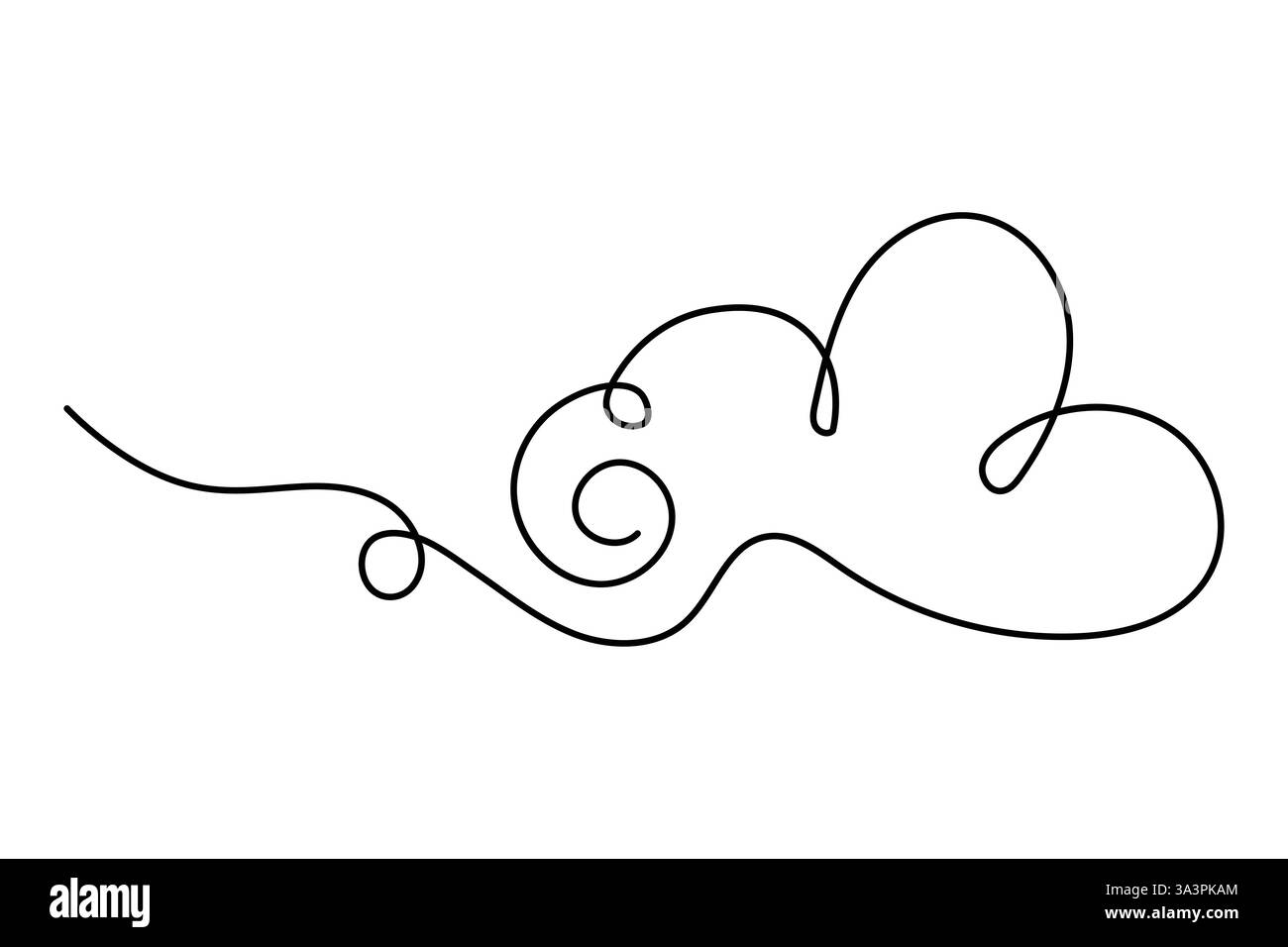 Cloud one line art of isolated outline vector drawing illustration ...