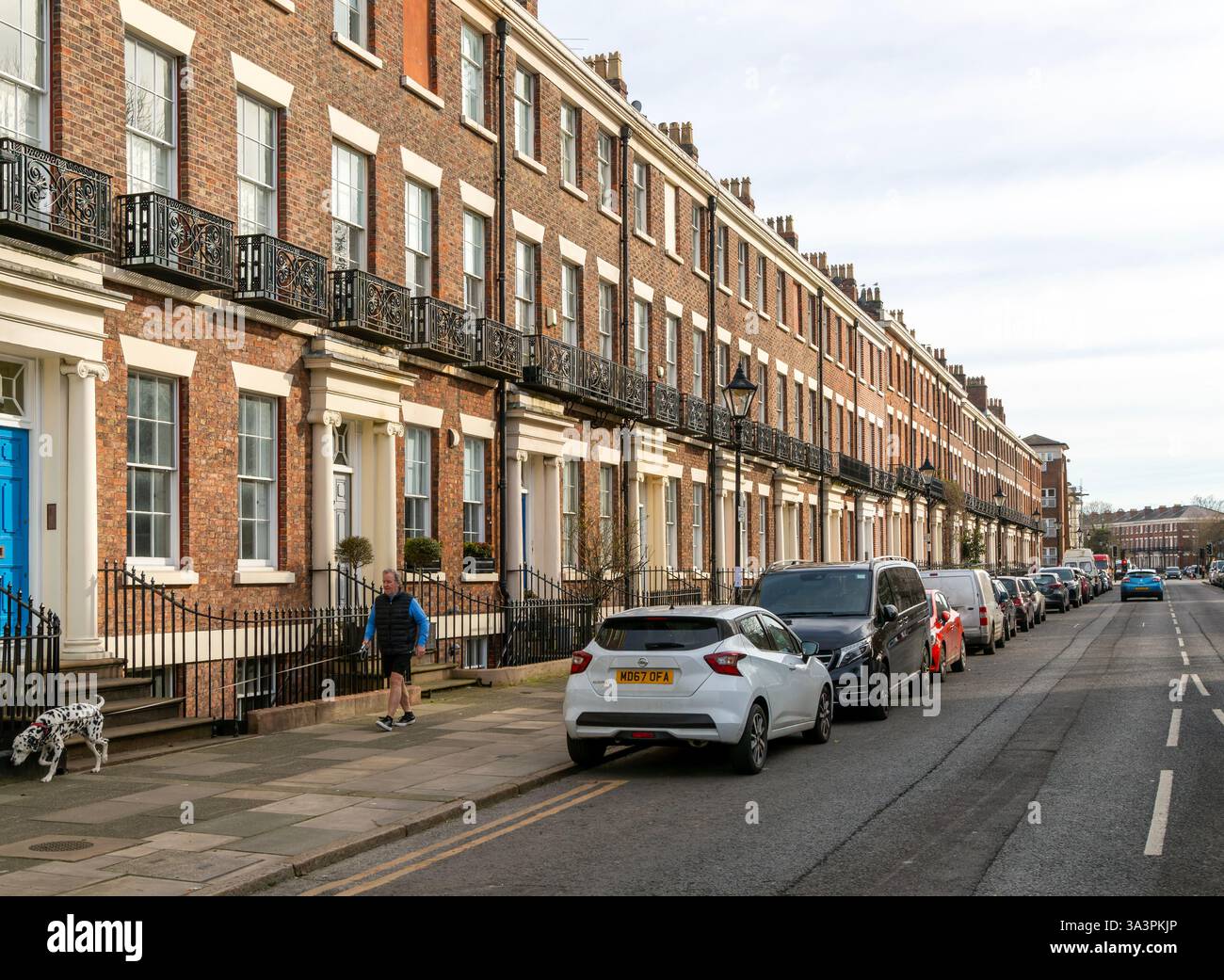 Historic row of houses in terrace, Georgian Quarter, Canning Street ...