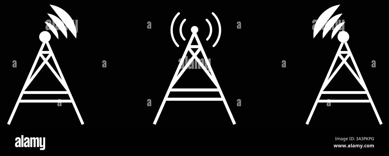 Simple antenna with radio waves vector icon symbol Stock Vector Image ...