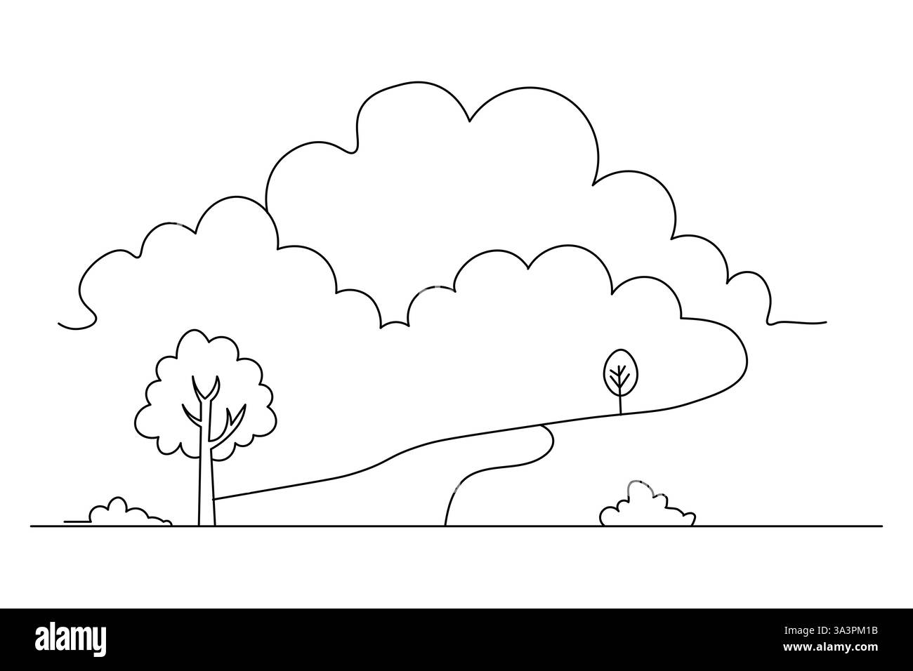 Cloud one line art of isolated outline vector drawing illustration ...