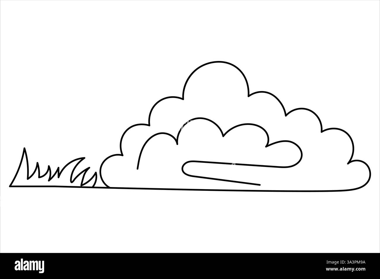 Cloud one line art of isolated outline vector drawing illustration ...