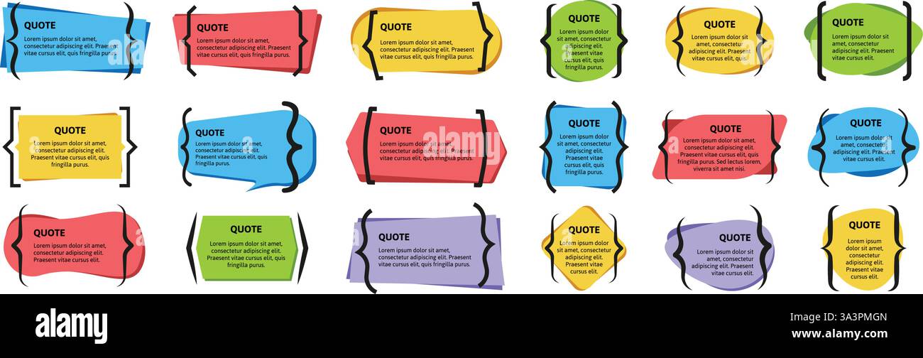 Quote frames with text brackets. Quotation box, colorful citation ...