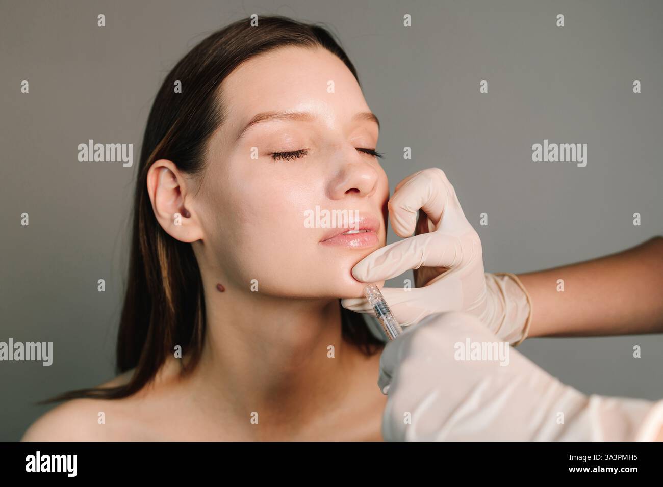 Contouring shape of the jawline and chin. High quality filler ...