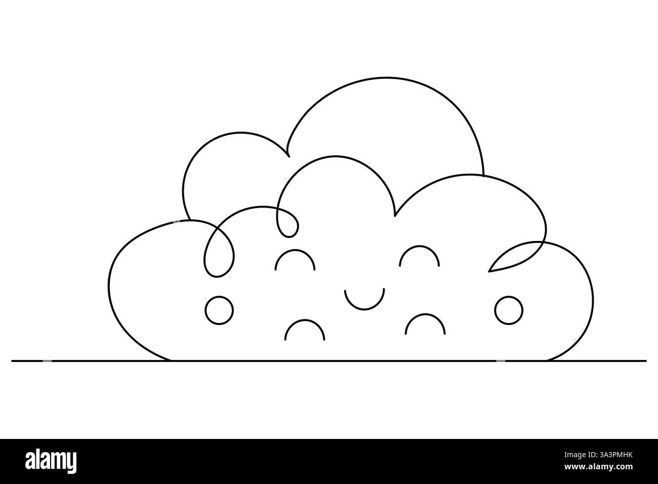 Cloud one line art of isolated outline vector drawing illustration ...