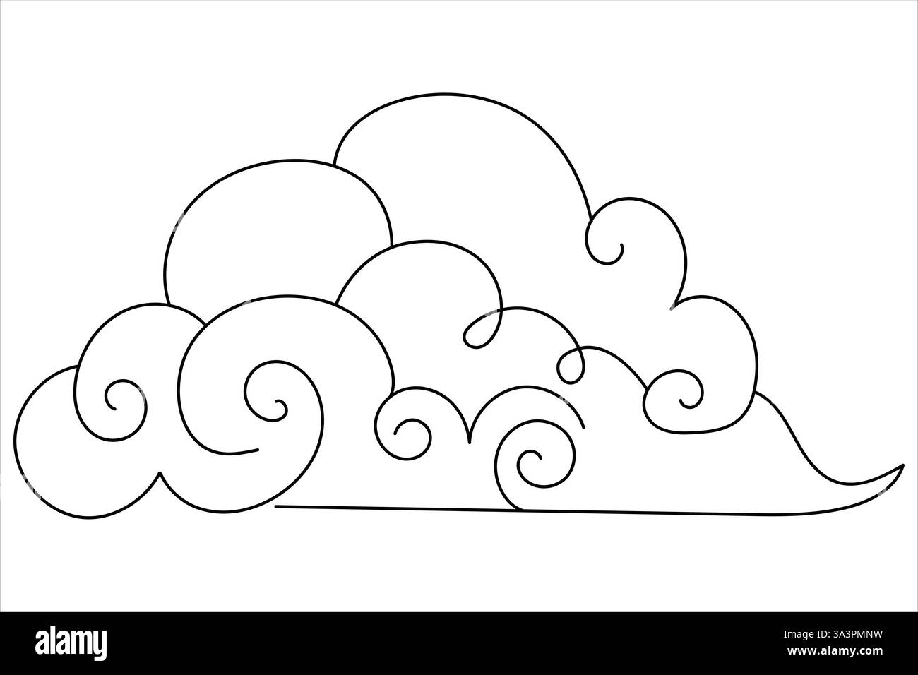 Cloud one line art of isolated outline vector drawing illustration ...