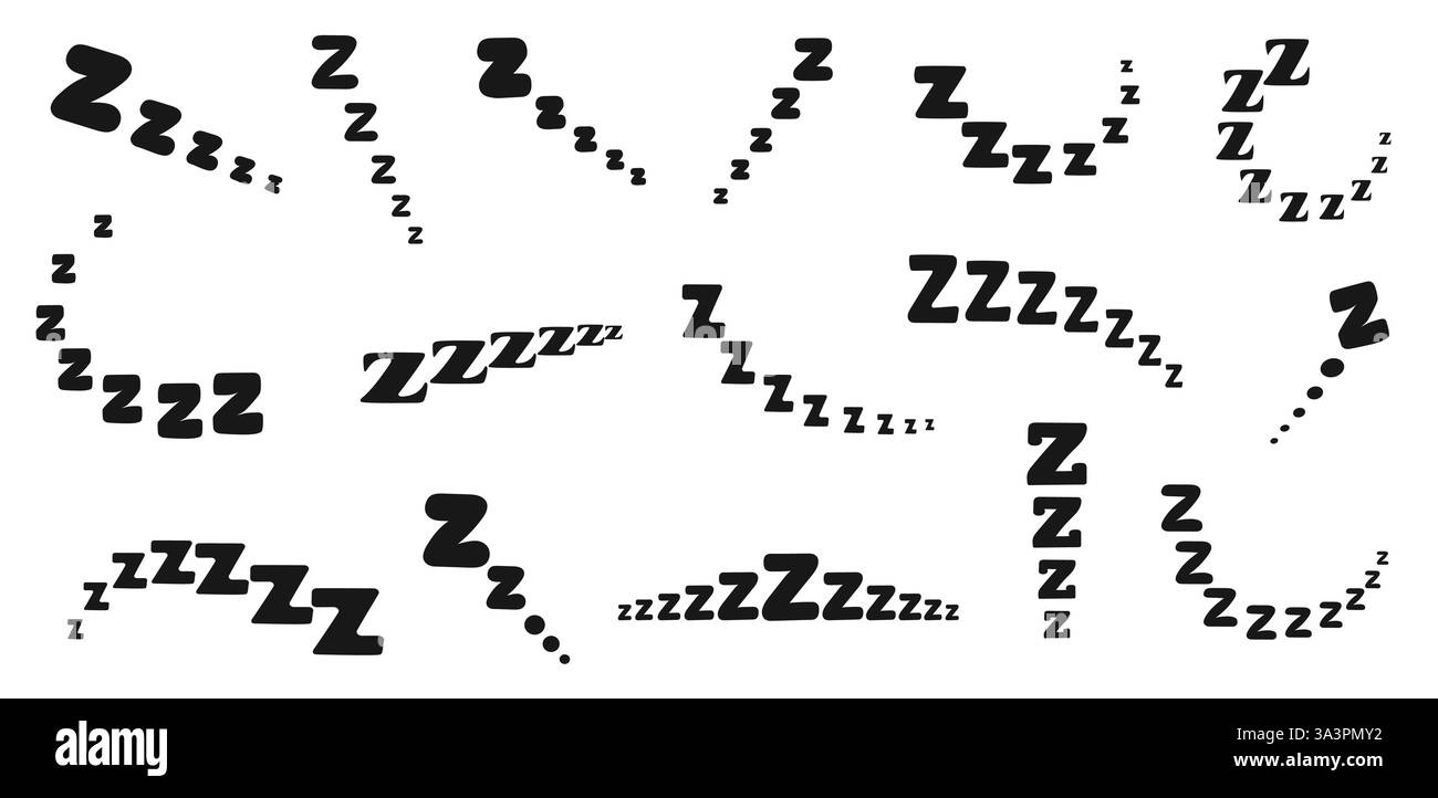 Zzz snore effect. Sleep sound symbols, napping Z letters for bedtime ...