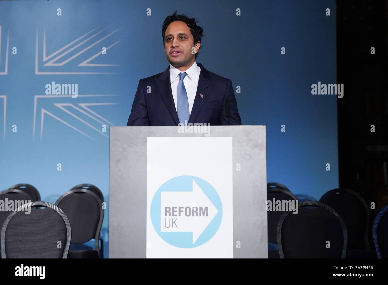 Reform UK party chairman Zia Yusuf speaks during a Reform UK press ...