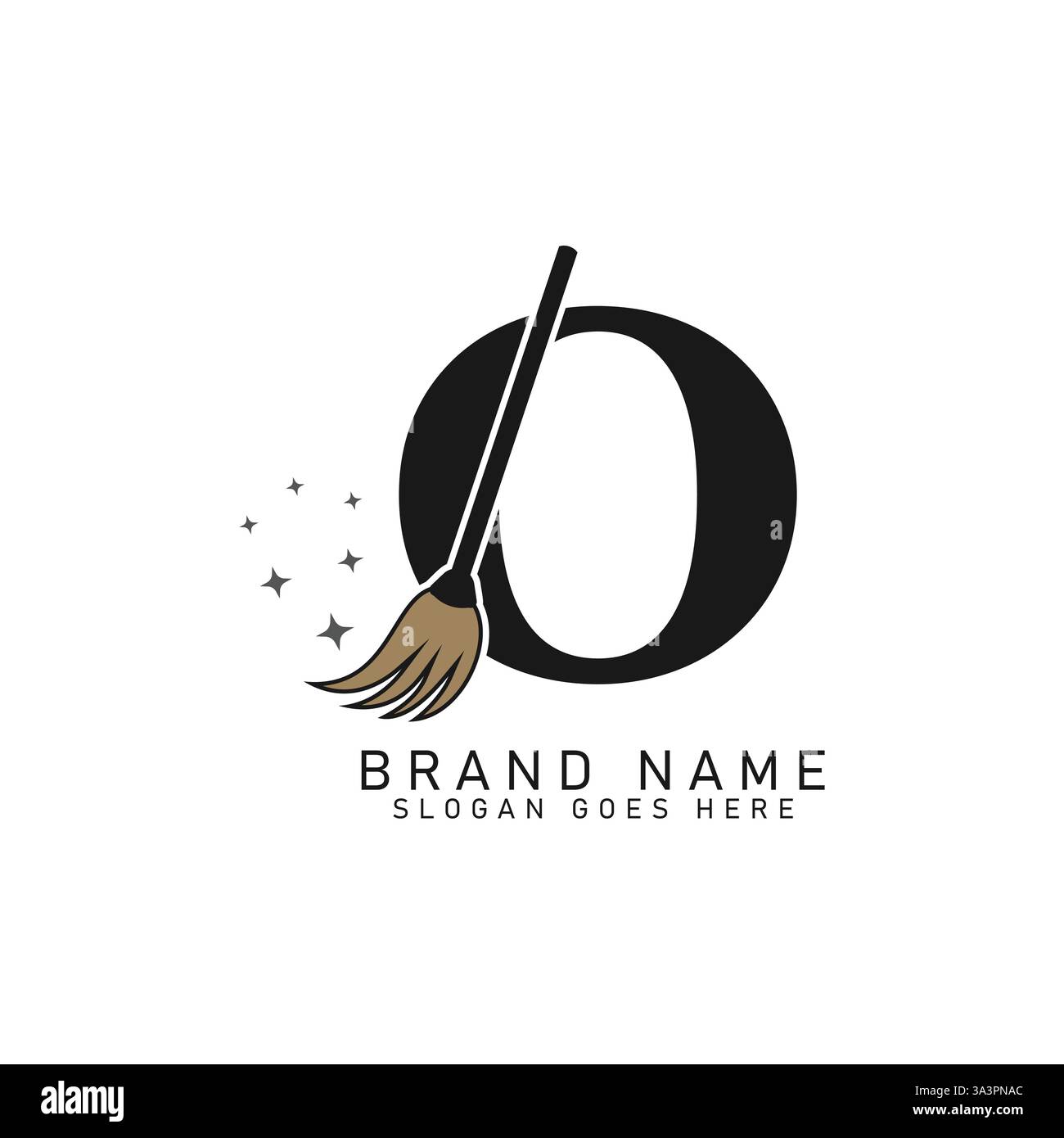 Letter O House Cleaning Broom Logo. Alphabet O Cleaning Brush Icon ...