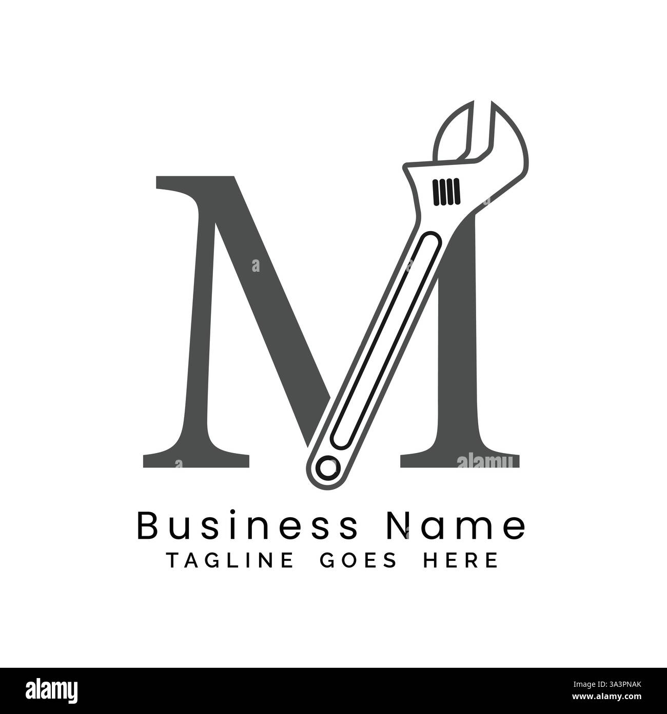 Letter M Wrench logo. Alphabet M Plumber and Maintenance Icon Stock ...