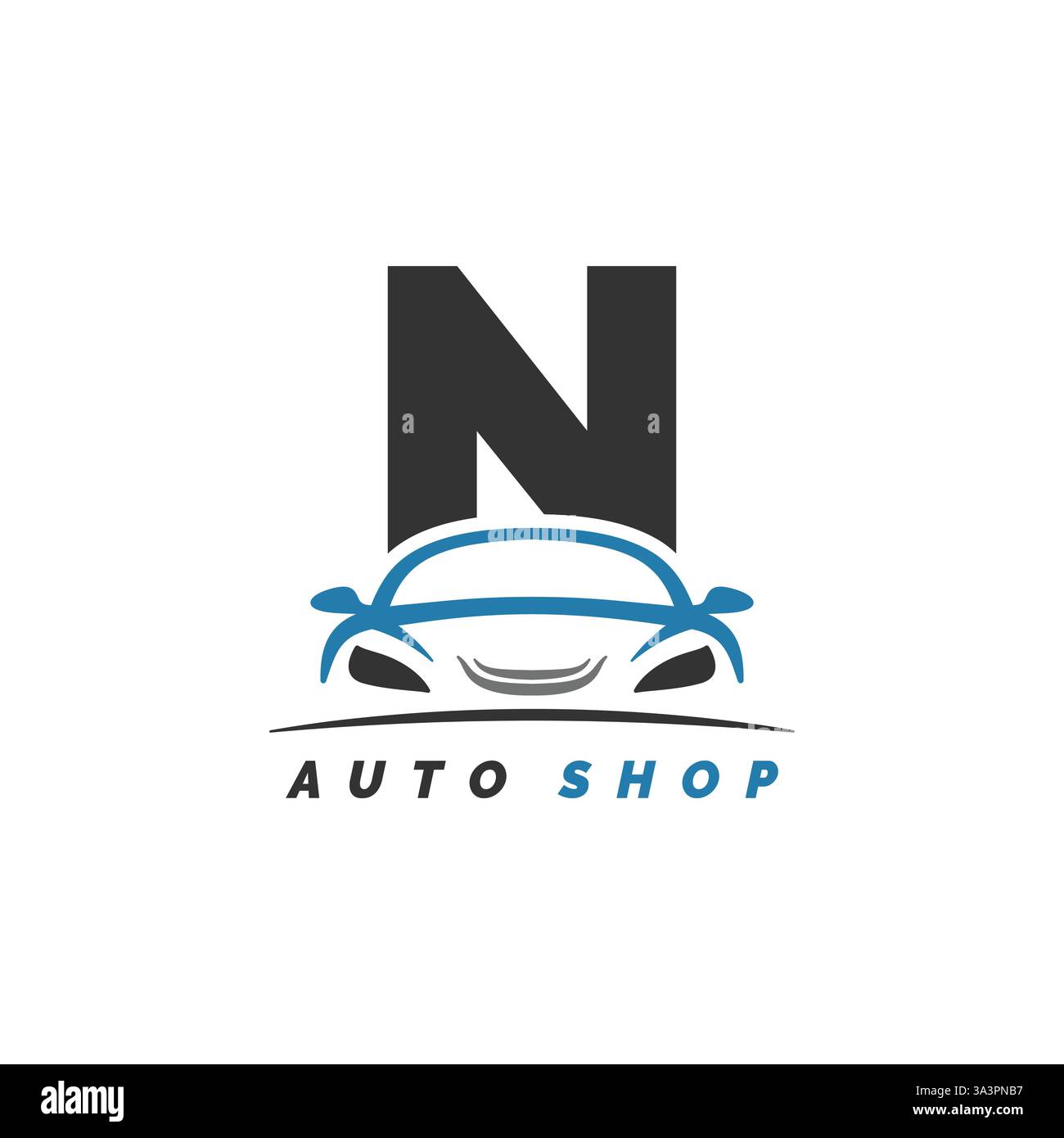 letter N logo auto mechanic with car design. Alphabet N automotive car ...