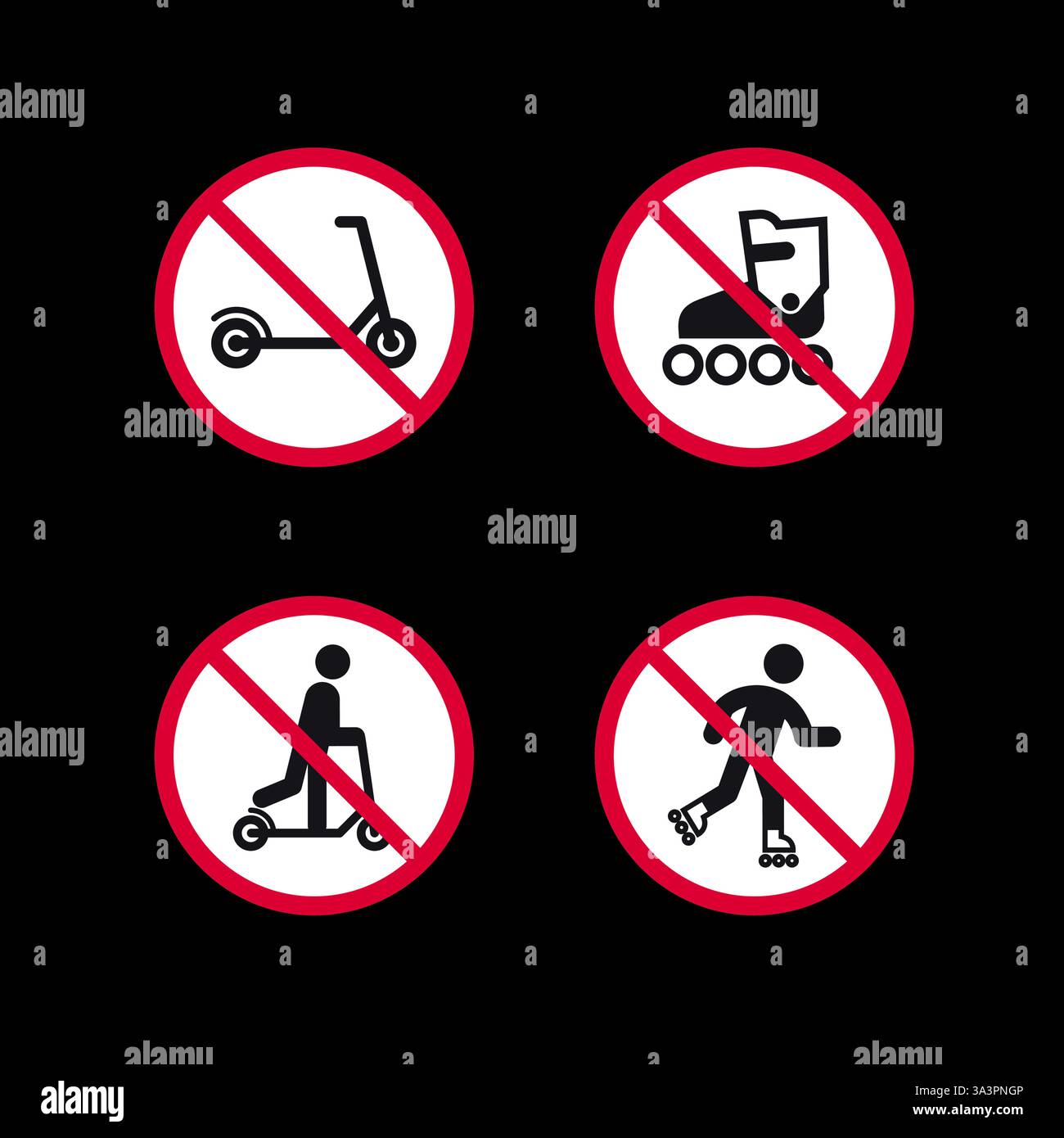 Prohibited sign, forbidden round stickers set Stock Vector Image & Art ...