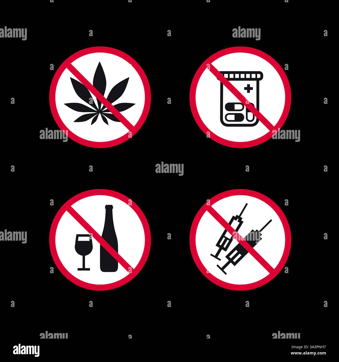 Prohibited sign, forbidden round stickers set Stock Vector Image & Art ...