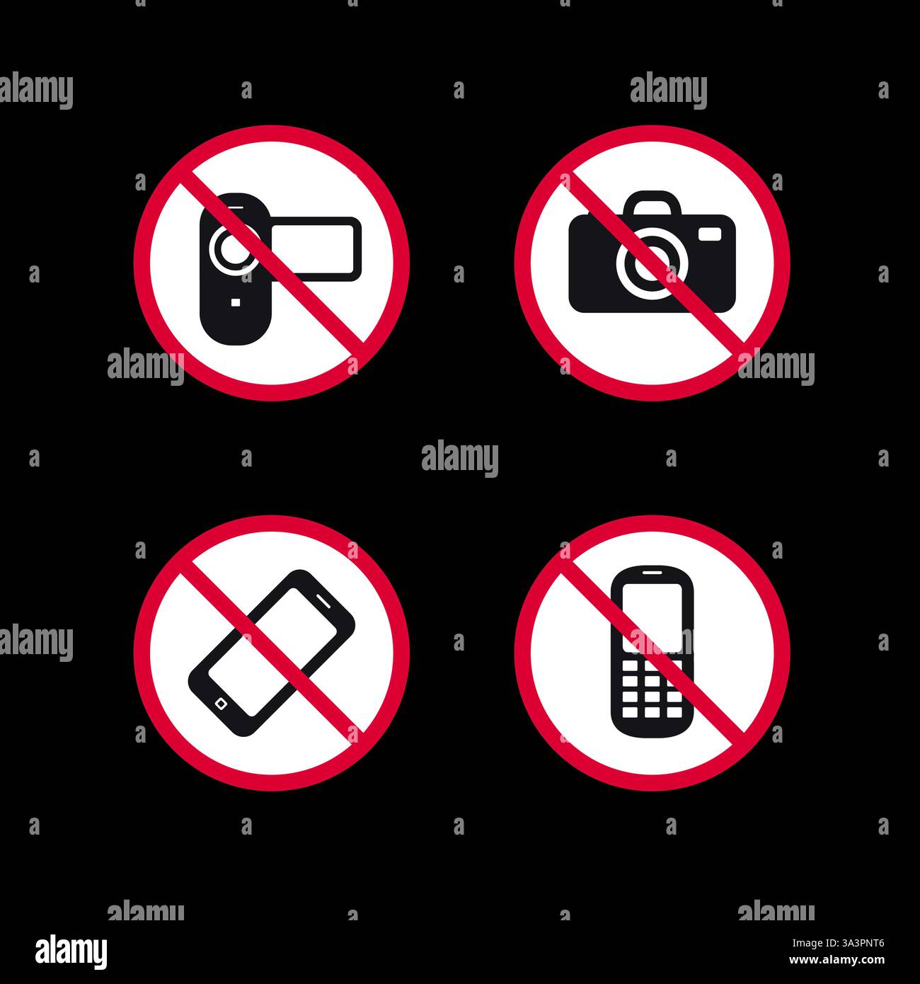 Prohibited sign, forbidden round stickers set Stock Vector Image & Art ...