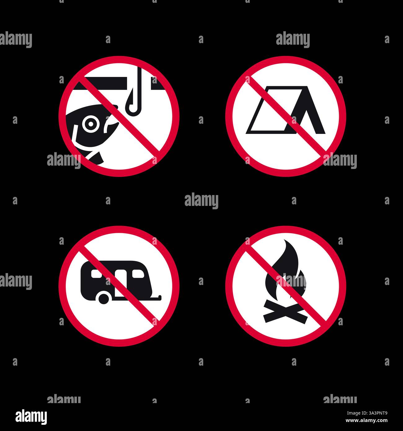 Prohibited sign, forbidden round stickers set Stock Vector Image & Art ...