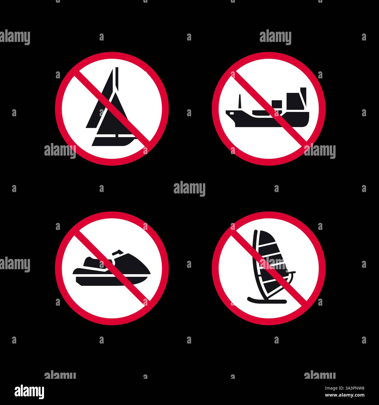 Prohibited sign, forbidden round stickers set Stock Vector Image & Art ...