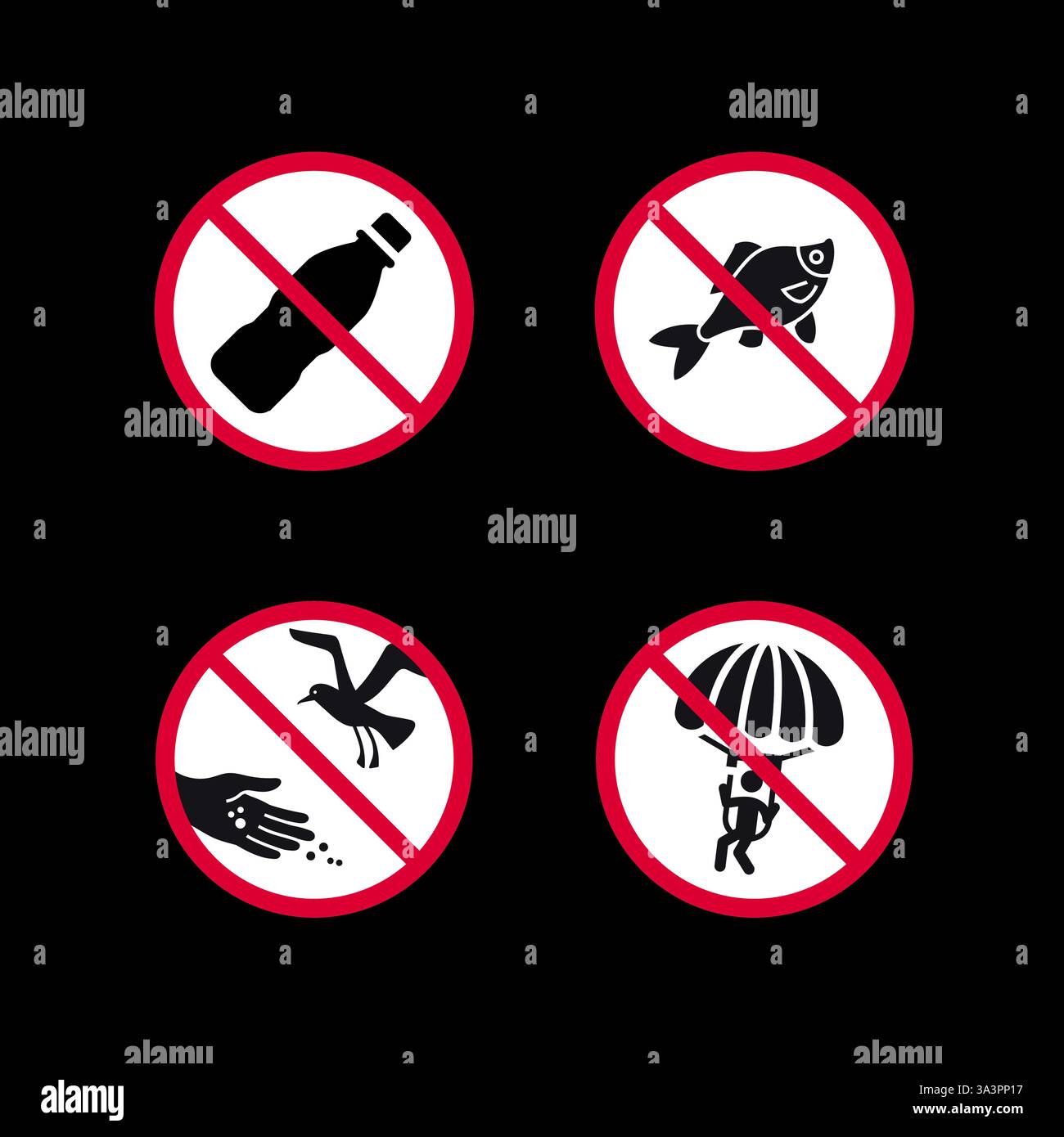 Prohibited sign, forbidden round stickers set Stock Vector Image & Art ...