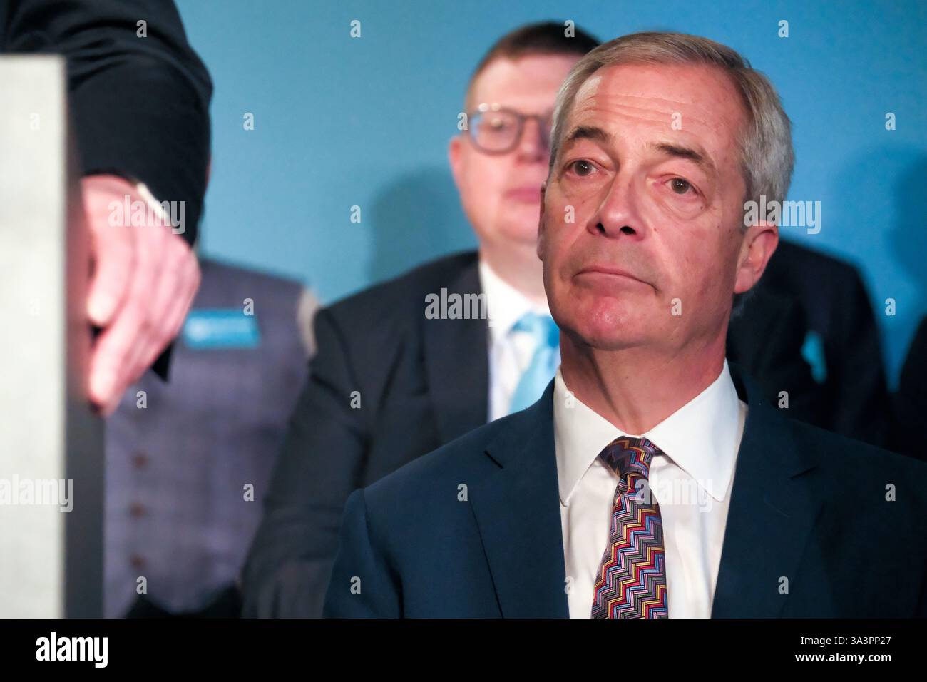 London, UK. 17th Mar 2025. Reform Party UK press conference. Nigel ...