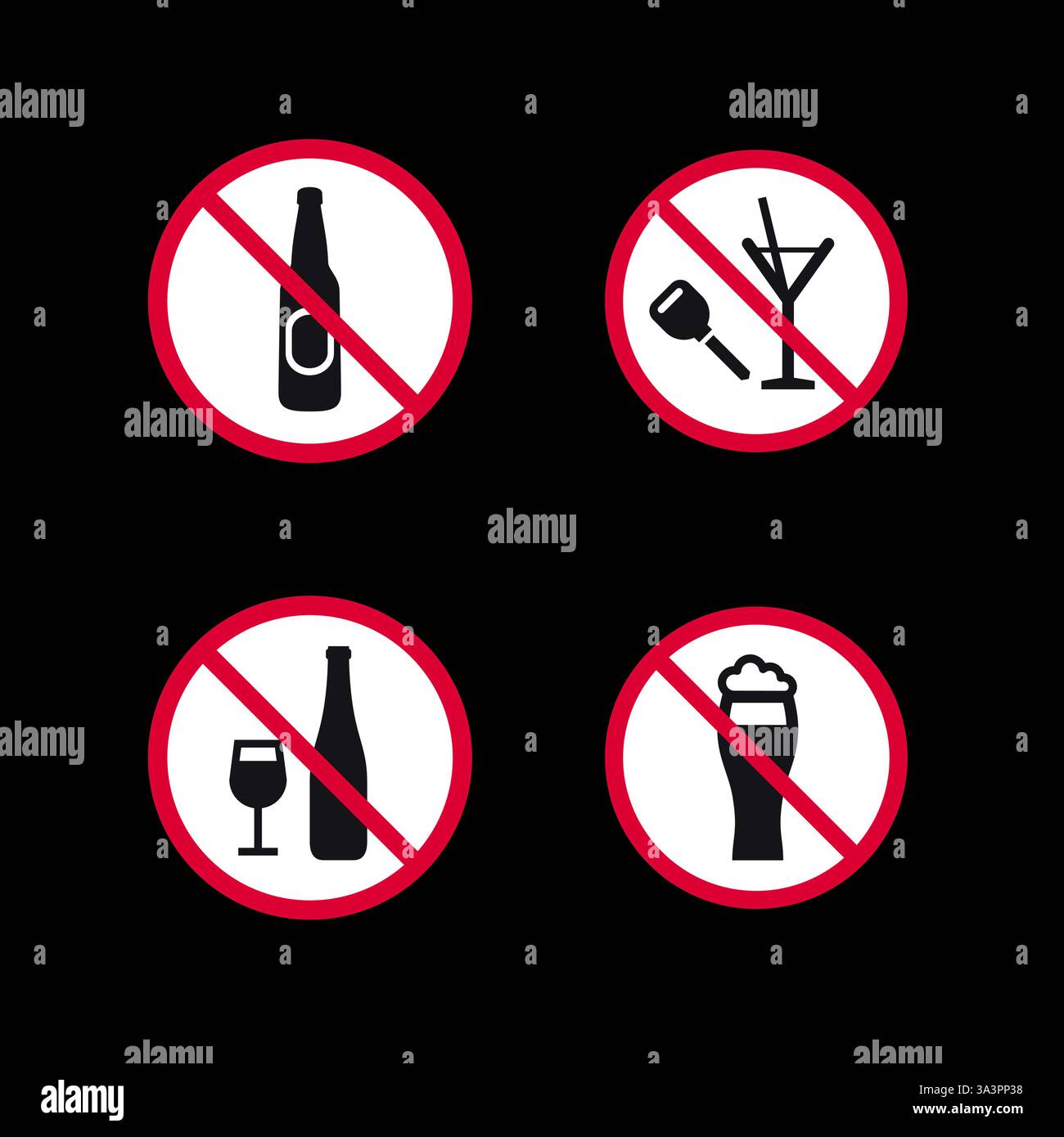 Prohibited sign, forbidden round stickers set Stock Vector Image & Art ...