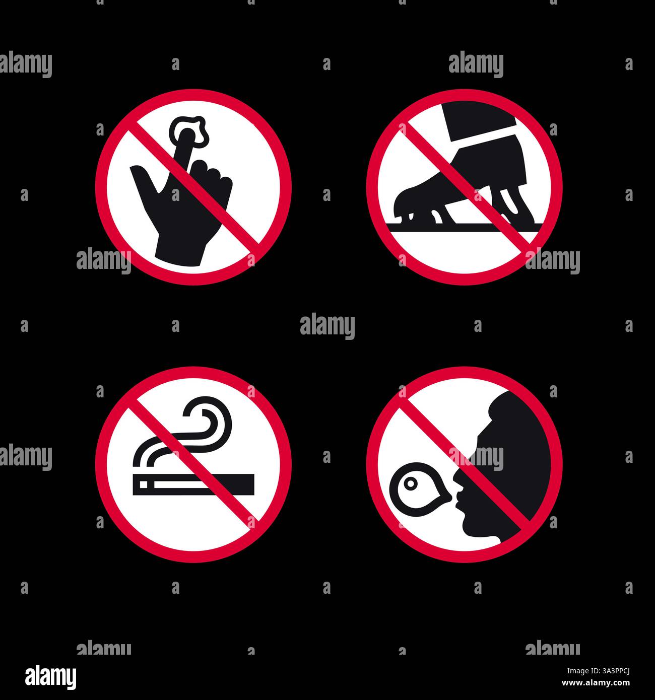 Prohibited sign, forbidden round stickers set Stock Vector Image & Art ...