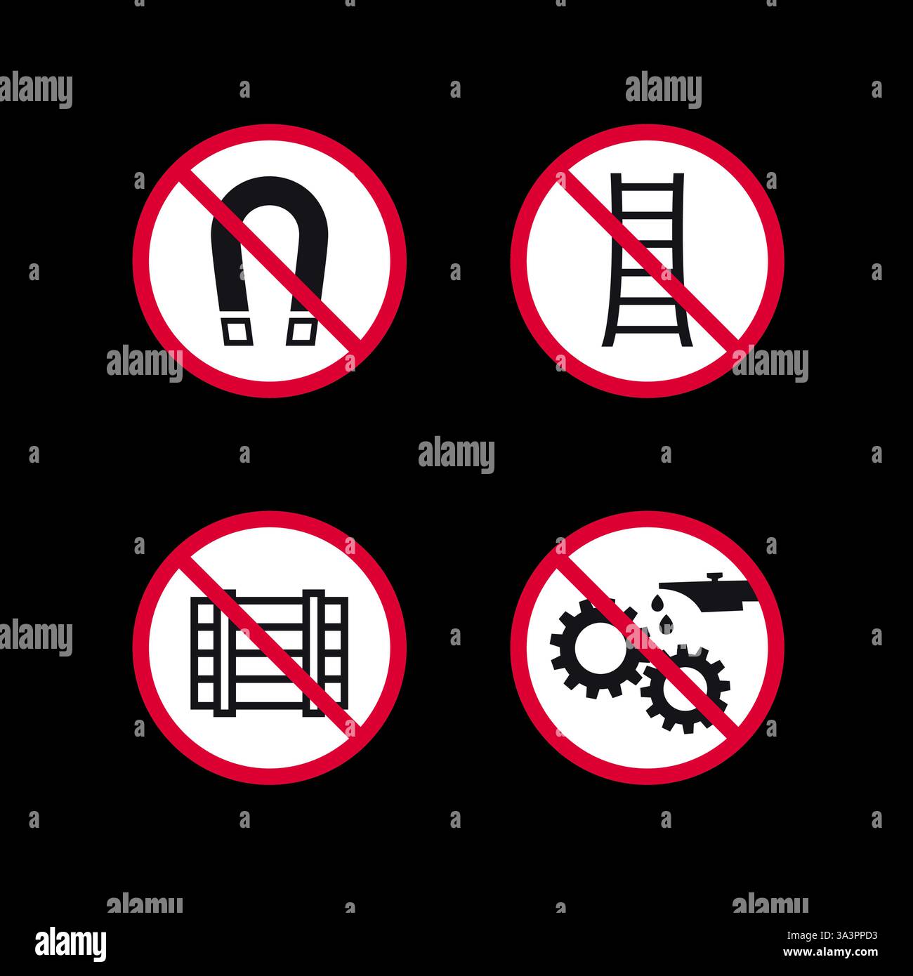 Prohibited sign, forbidden round stickers set Stock Vector Image & Art ...