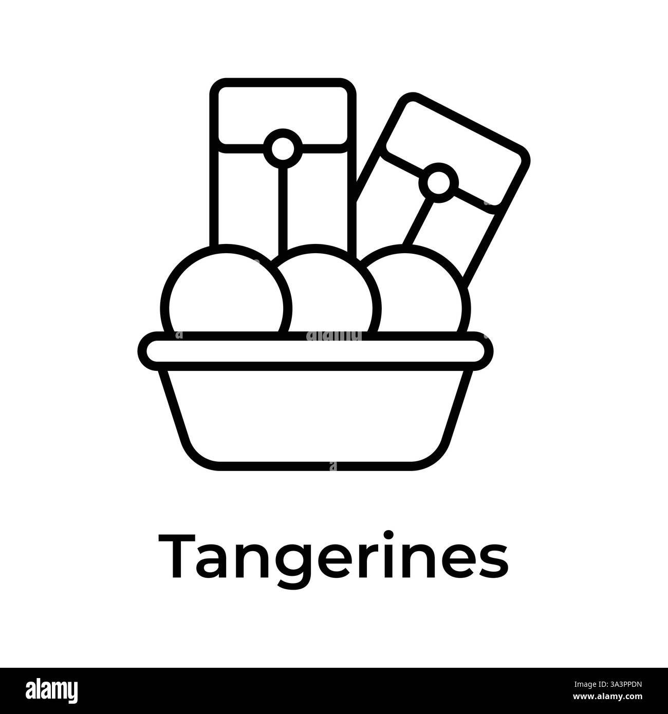 Tangerine in basket with gift envelope depicting concept icon of ...