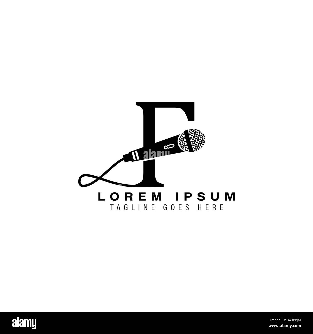 Letter F with Microphone Logo Design. Alphabet F Mic Vector Icon Stock ...