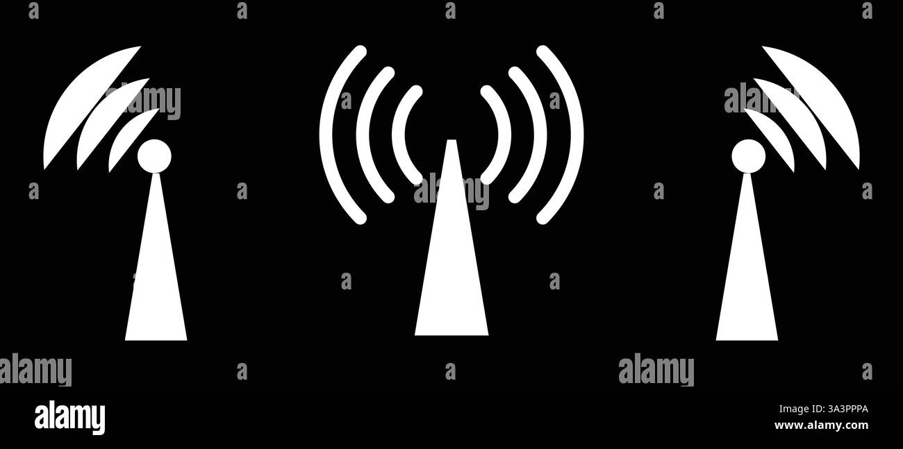 Simple antenna with radio waves vector icon symbol Stock Vector Image ...