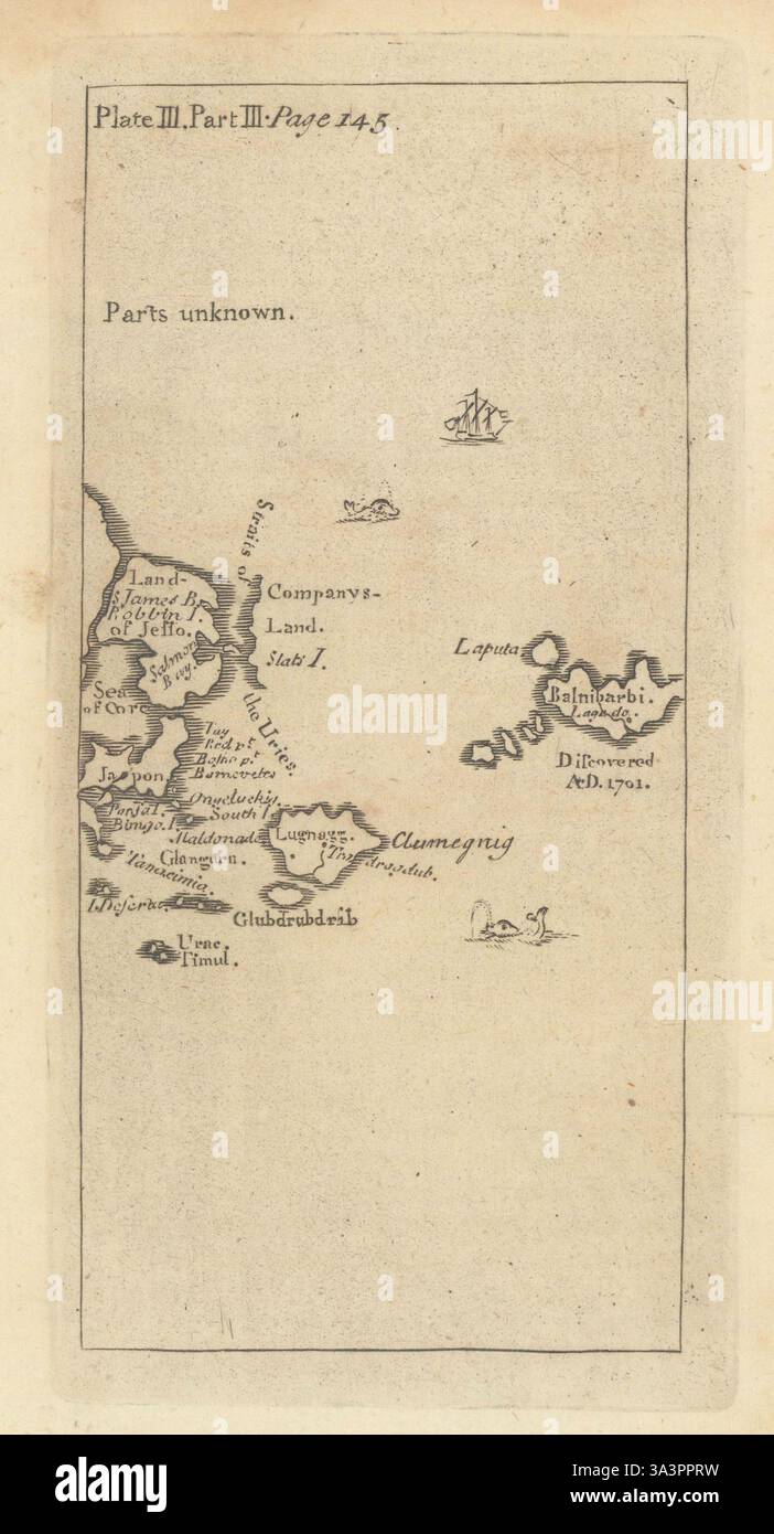 Laputa, Balnibarbi, Luggnagg, Glubbdubdrib & Japan. Gulliver's Travels ...