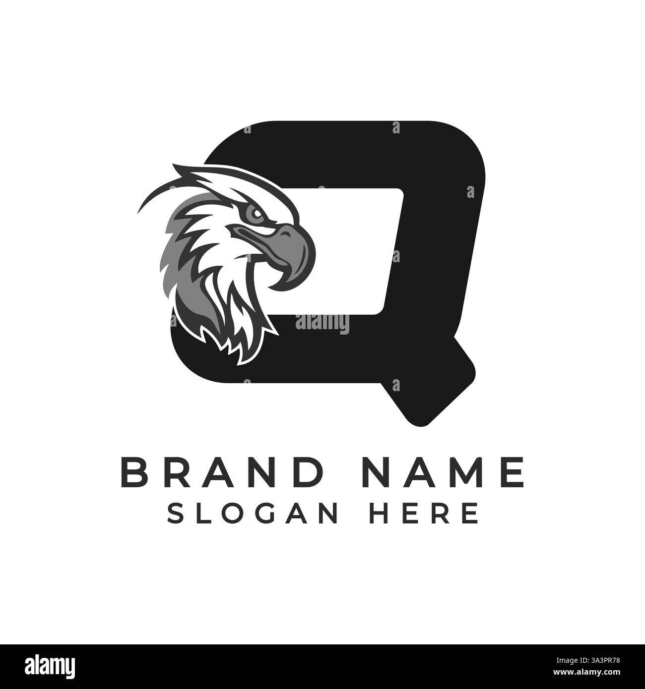 Letter Q Logo Concept with Eagle face. Alphabet Q Falcon Icon Stock ...