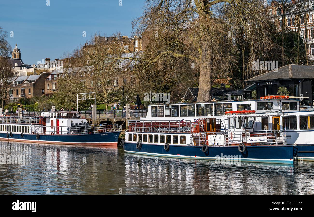Landing stage for boat cruises, Richmond, River Thames, London, England ...