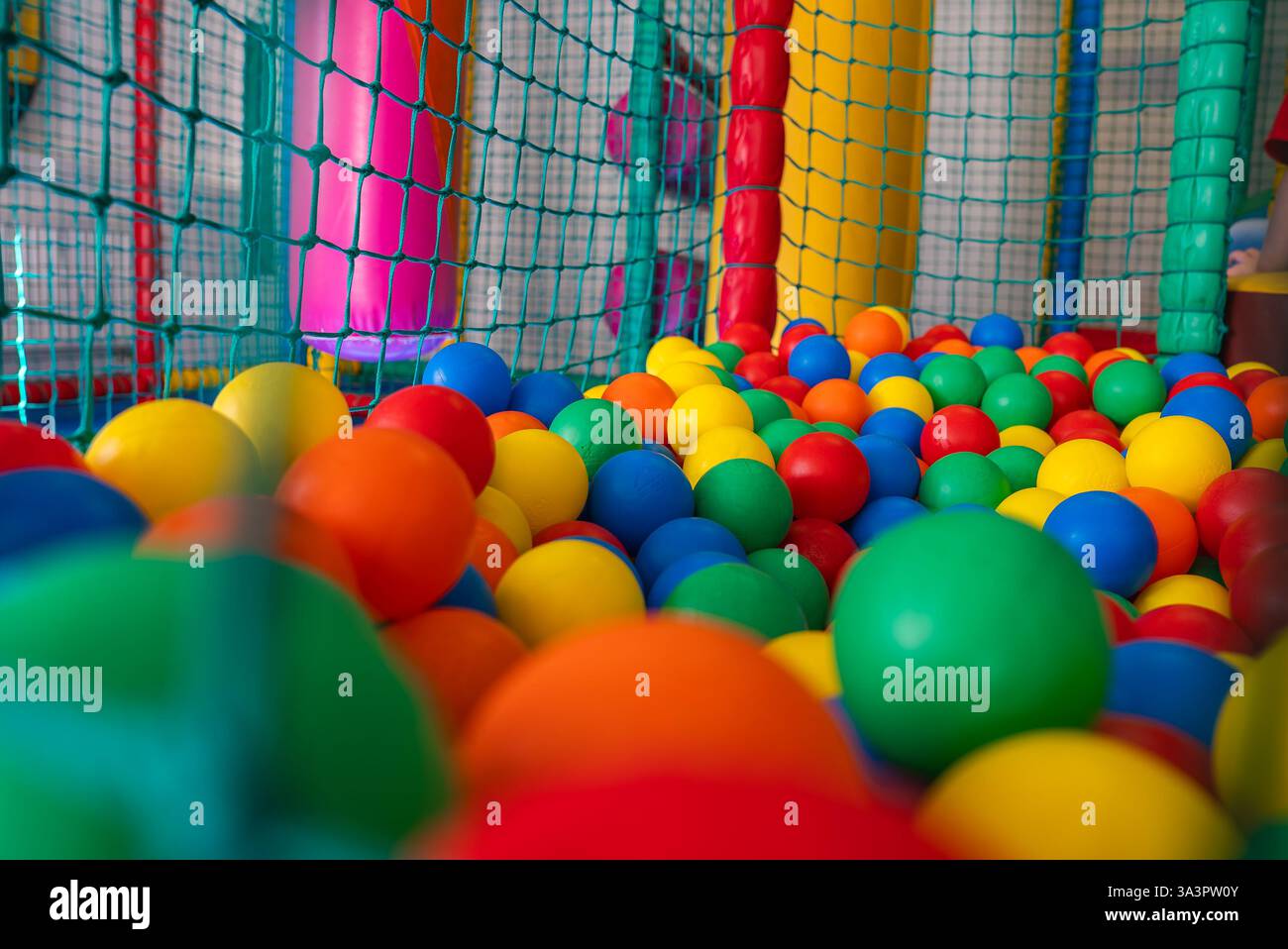 Colorful Indoor Play Area with Ball Pit and Padded Structures Stock ...