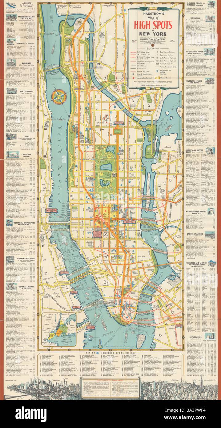 Hagstrom's Map of High Spots in New York City. Manhattan tourist plan ...