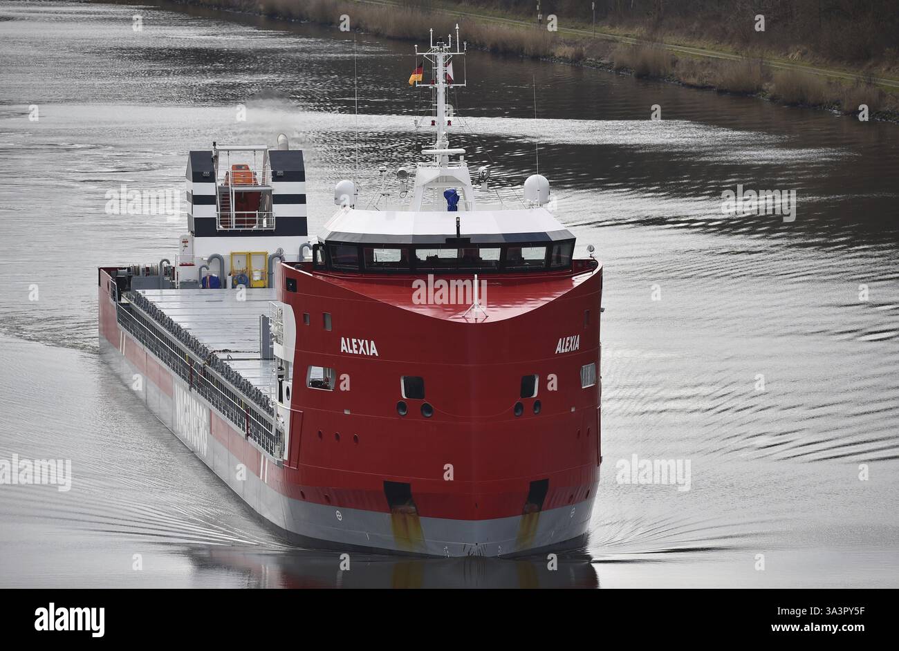Heavy load carrier, cargo ship ALEXIA sailing in the Kiel Canal, Kiel ...