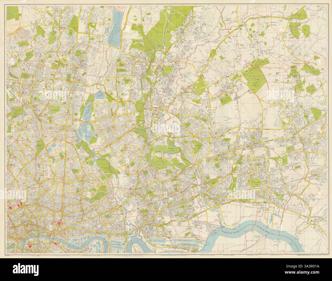 Geographers' Greater London Map - North East Sheet 88x113cm 1949 old ...