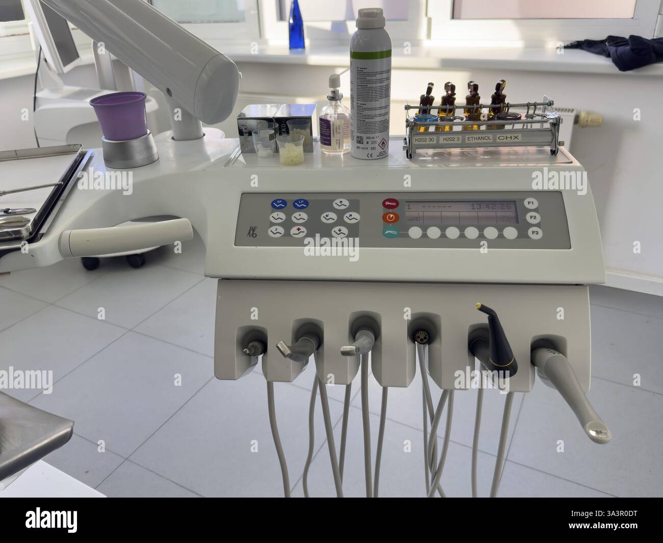 Medical dental instruments in holder with push-button electronic ...