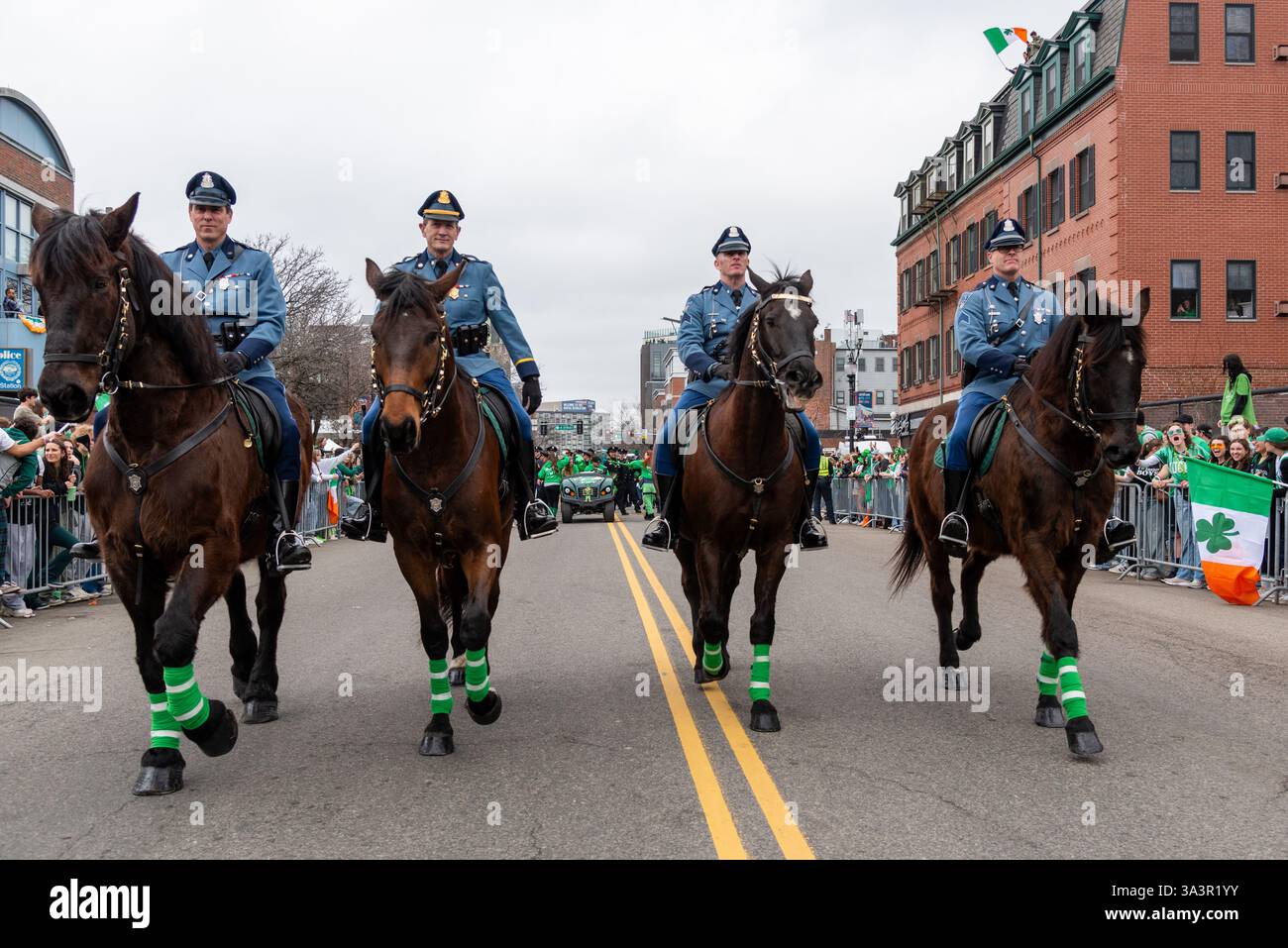Massachusetts State Police Mounted Unit at the annual South Boston St ...