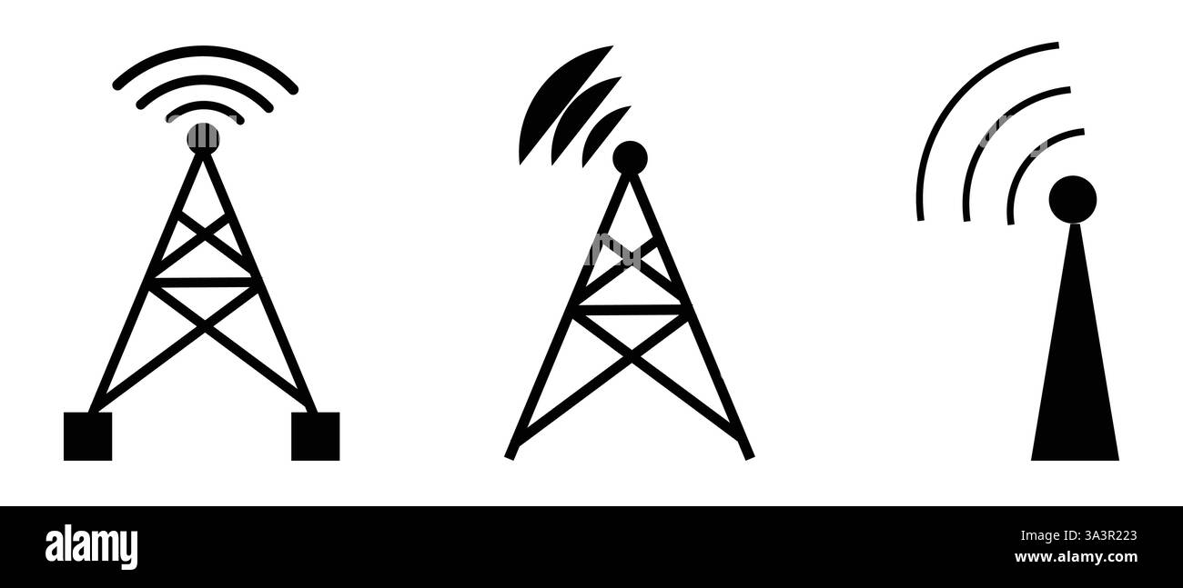 Antenna tower icon in flat style. Broadcasting vector illustration on white isolated background ...