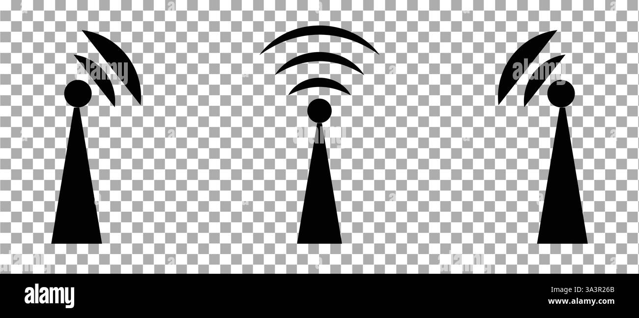 Set of radio tower icon. Internet and mobile connection. Linear style. Vector illustration ...