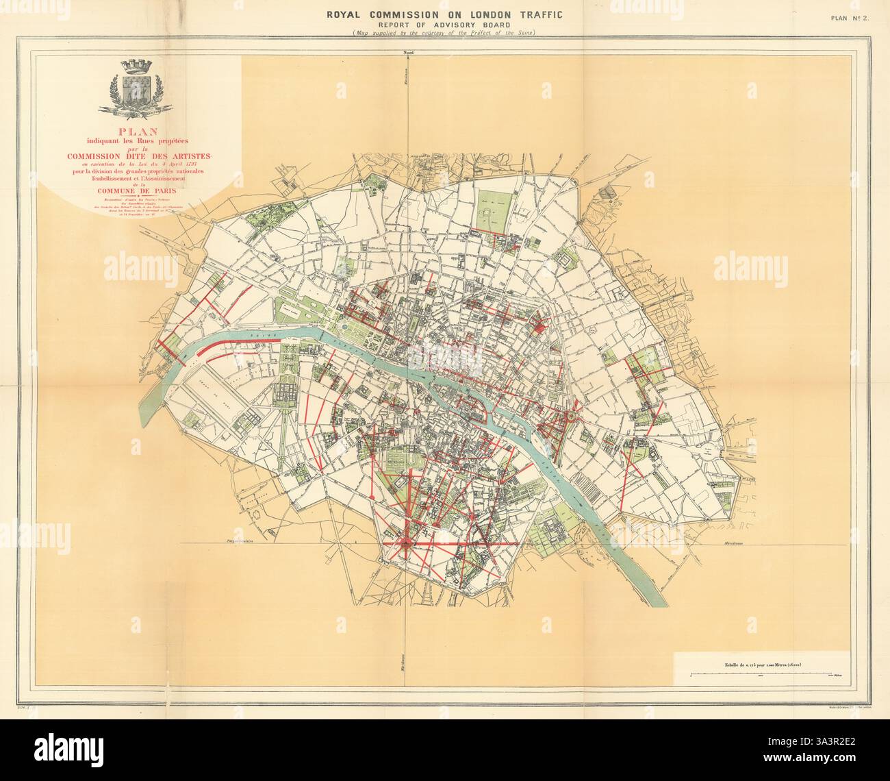 Paris. Plan of renovations projected by 1793 Commission des Artistes ...