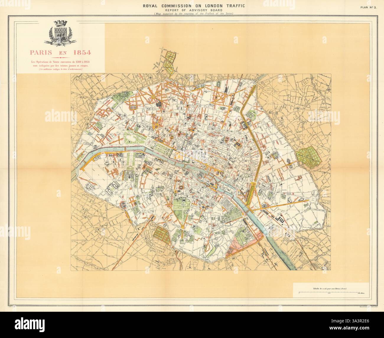 Paris showing 1789-1854 Napoleonic/pre-Haussmann boulevard improvements ...