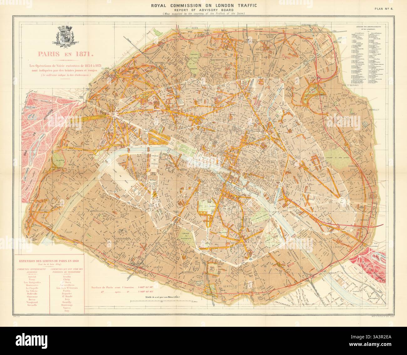 Paris showing 1854-1871 Haussmann boulevard renovations/realignments ...