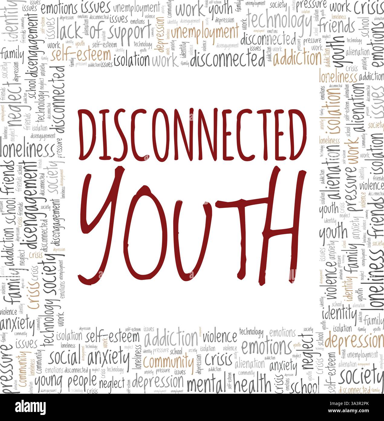 Disconnected Youth word cloud conceptual design isolated on white ...